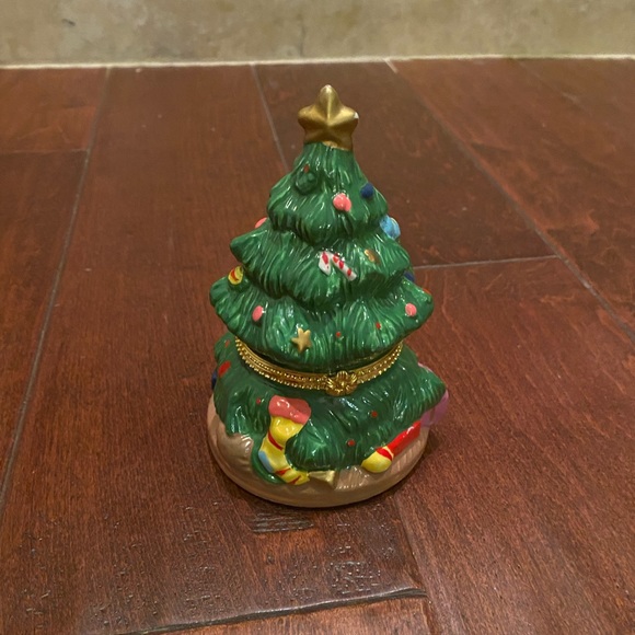Holiday | Vintage Hinged Ceramic Hand Painted Christmas Tree Trinket ...